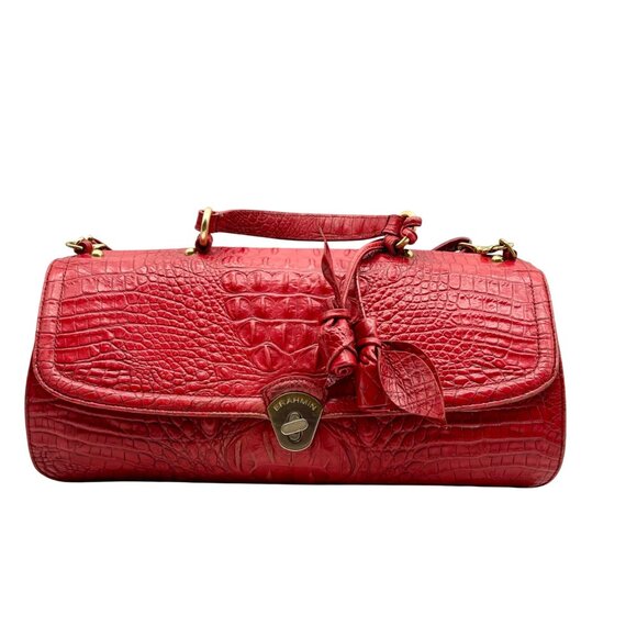 Brahmin | Bags | Brahmin Amata Red Croc Embossed Crossbody Bag | Poshmark